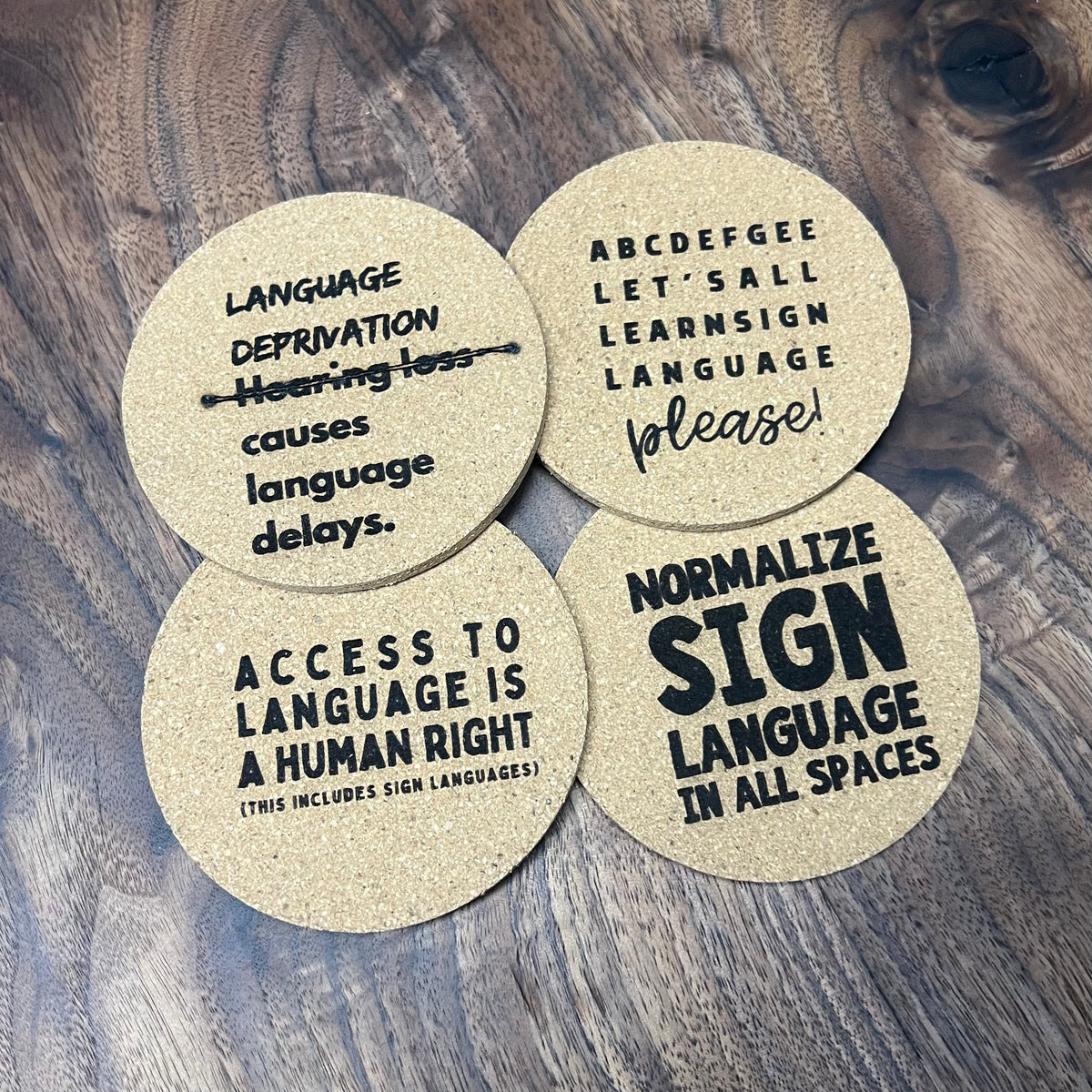 Deaf Advocacy Coasters (Set of 4) – Language Priority