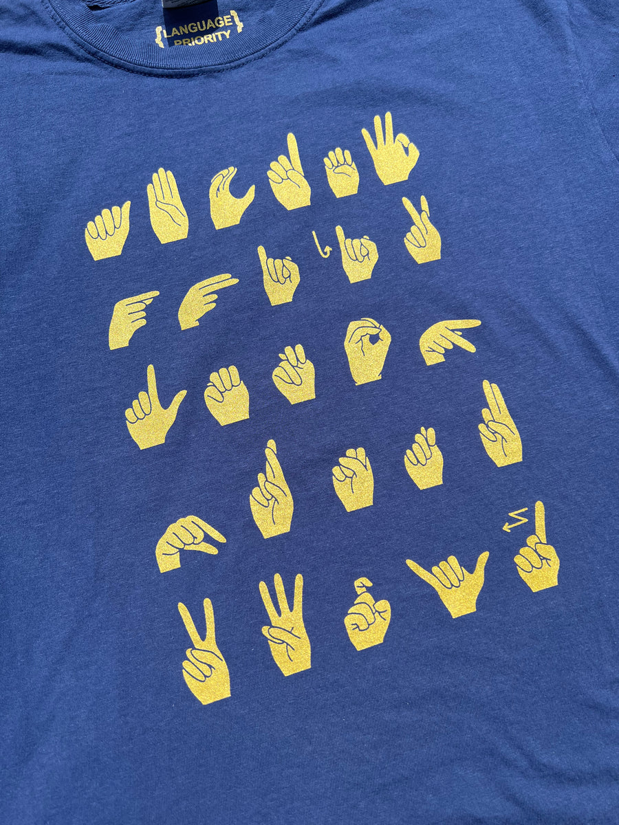 Metallic Gold & Navy ASL ABC's Short Sleeve Tee – Language Priority